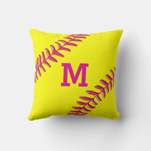 NAME, NUMBER and MONOGRAMMED Softball Pillow | Zazzle