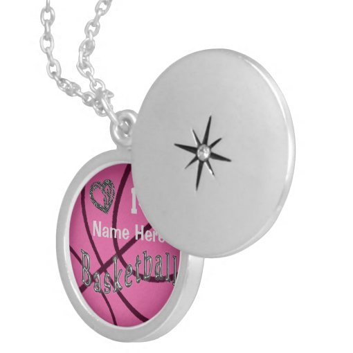 NAME & NUMBER Pink Basketball Necklaces for Girls | Zazzle