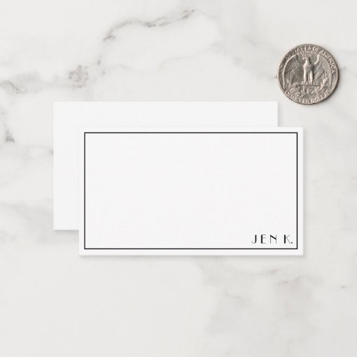 Name Personalized Modern Black White Minimalist Note Card | Zazzle