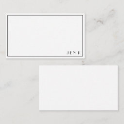 Name Personalized Modern Black White Minimalist Note Card | Zazzle