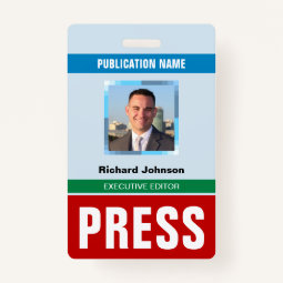 Name Photo Journalist Reporter Press Pass ID Card Badge | Zazzle
