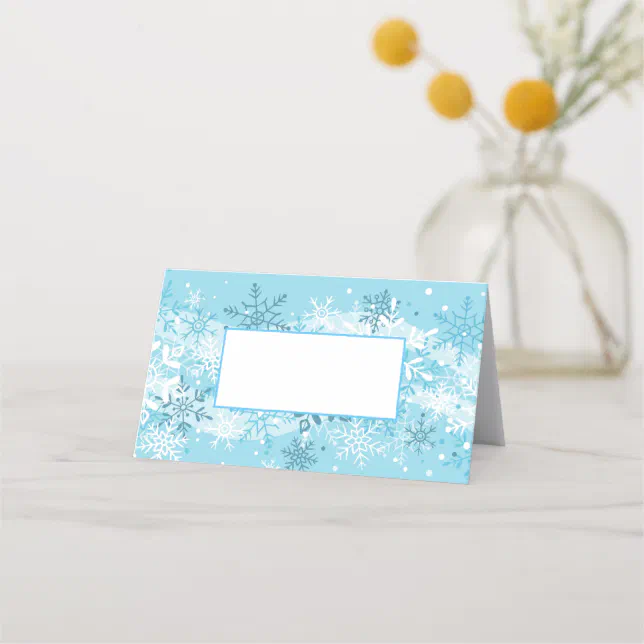 Name Place Card-Snowflakes Place Card | Zazzle