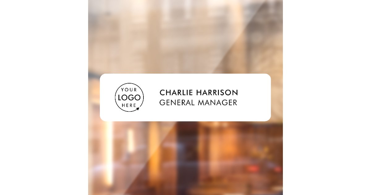 Name Plate Office Door Business Logo Modern White Window Cling | Zazzle