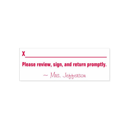 Name + "Please review, sign and return promptly" Self-inking Stamp ...