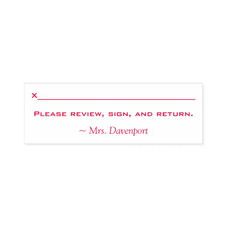 Name + "Please review, sign and return." Self-inking Stamp | Zazzle