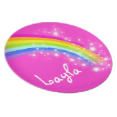 Name rainbow Layla pink girls kids plate | Zazzle