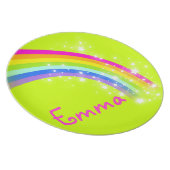 Name rainbow lime green pink Emma girls kids plate | Zazzle