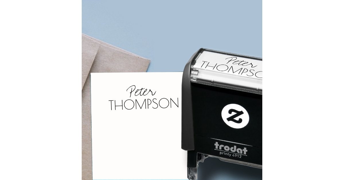 name, simple & clear self-inking stamp | Zazzle