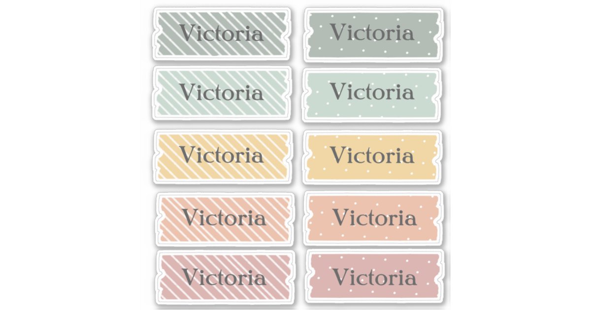 Name Sticker set multi color | Zazzle