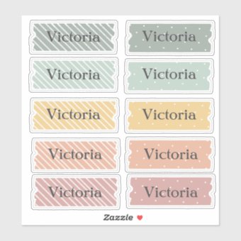 Name Sticker set multi color | Zazzle