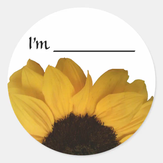 Name Tag Sunflower Sticker | Zazzle