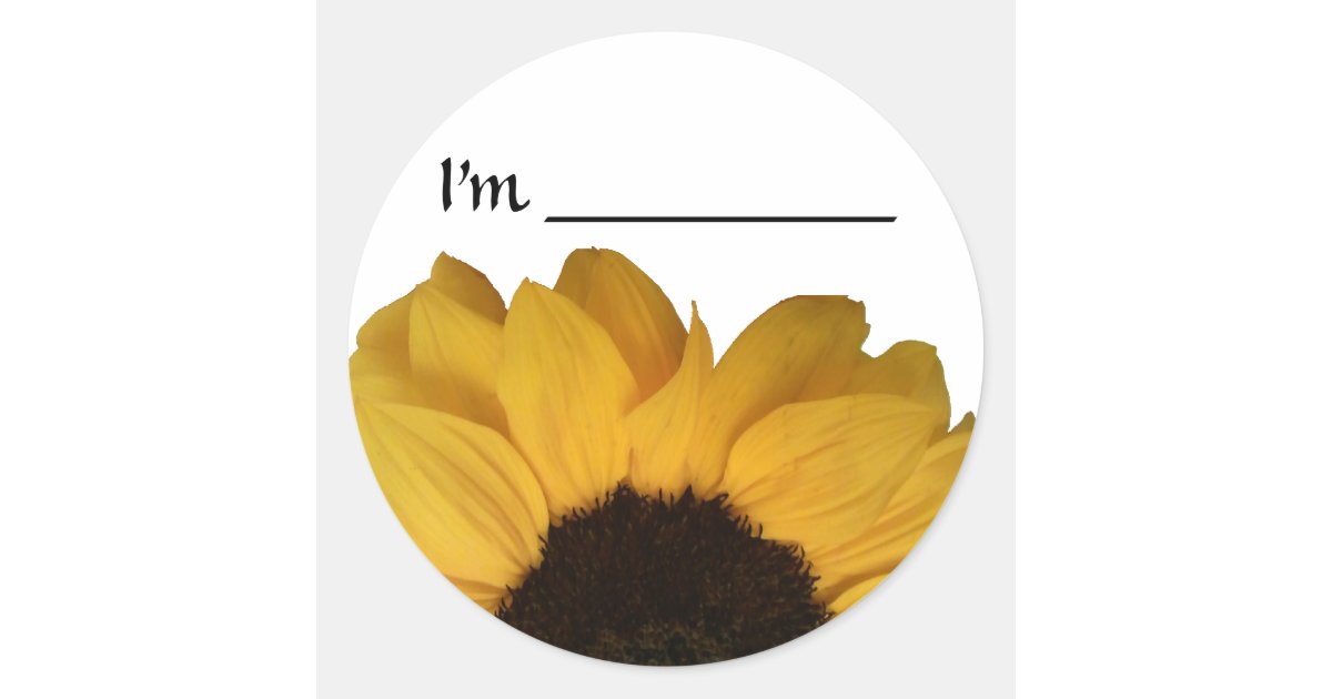 Name Tag Sunflower Sticker | Zazzle