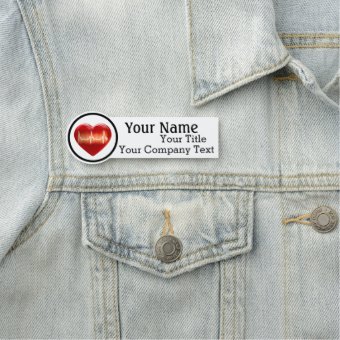 Name Tag with Medical Heart Logo Custom Text Badge | Zazzle