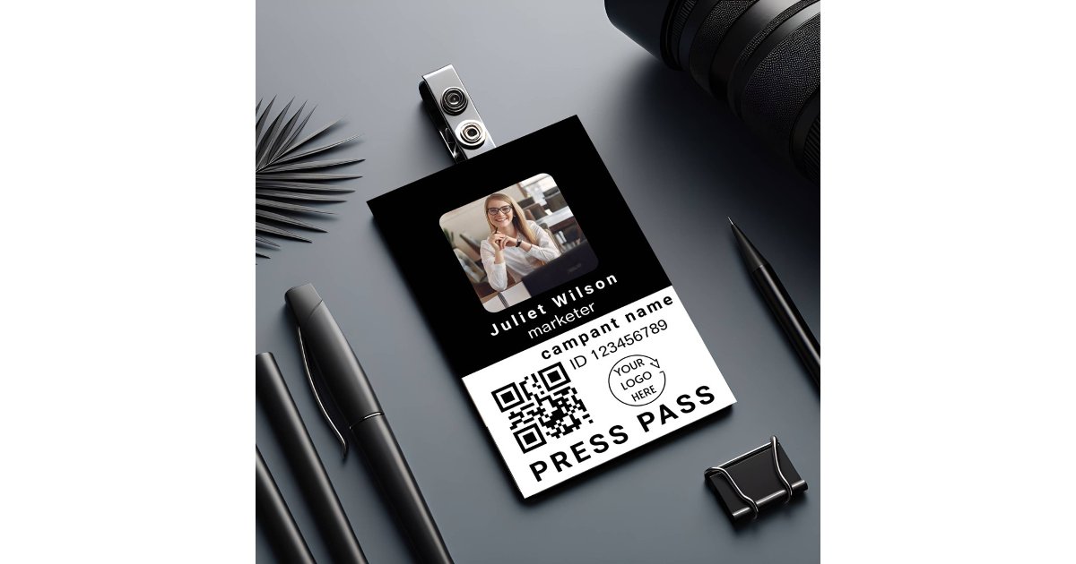 name tags nice qr code media press id badge | Zazzle