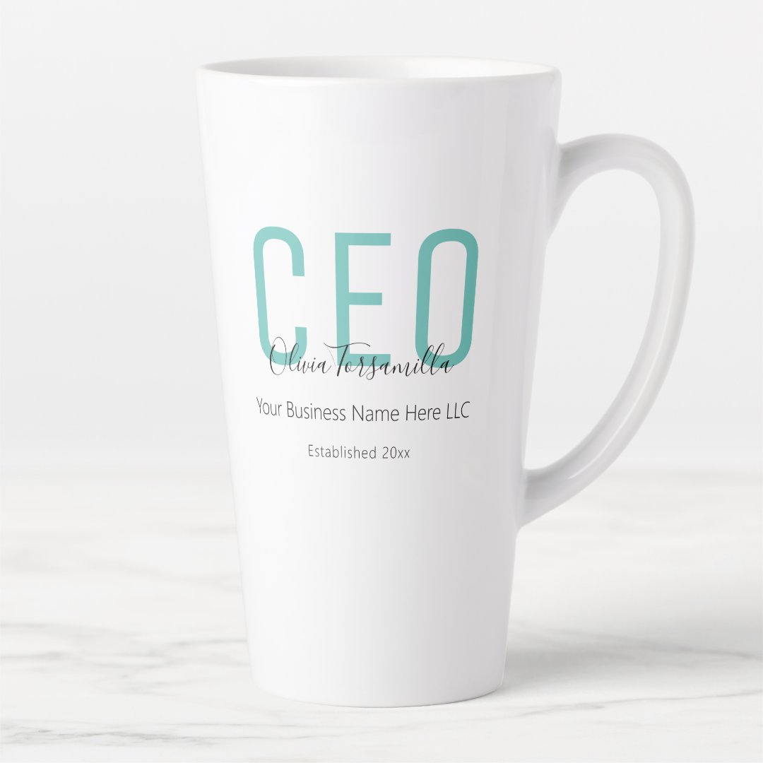 Name Teal Black CEO Latte Mug | Zazzle