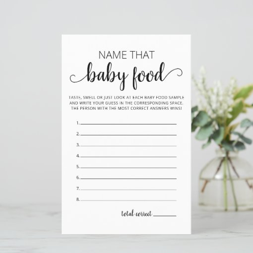 Name That Baby Food Baby Shower party game | Zazzle
