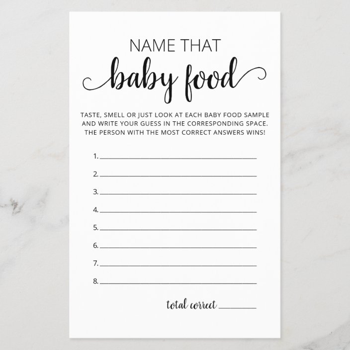 Name That Baby Food Baby Shower party game | Zazzle.com