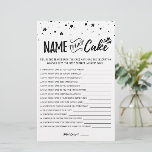 Name that cake Bridal game with Answers | Zazzle