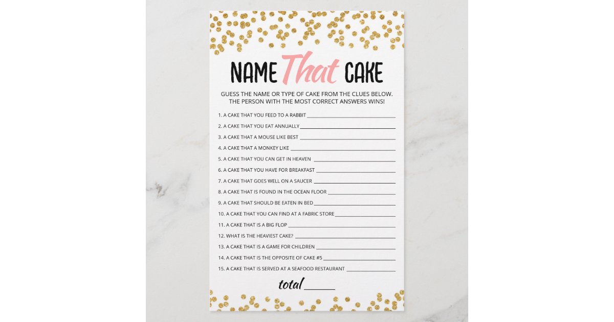 Name that cake Party game with Answers | Zazzle
