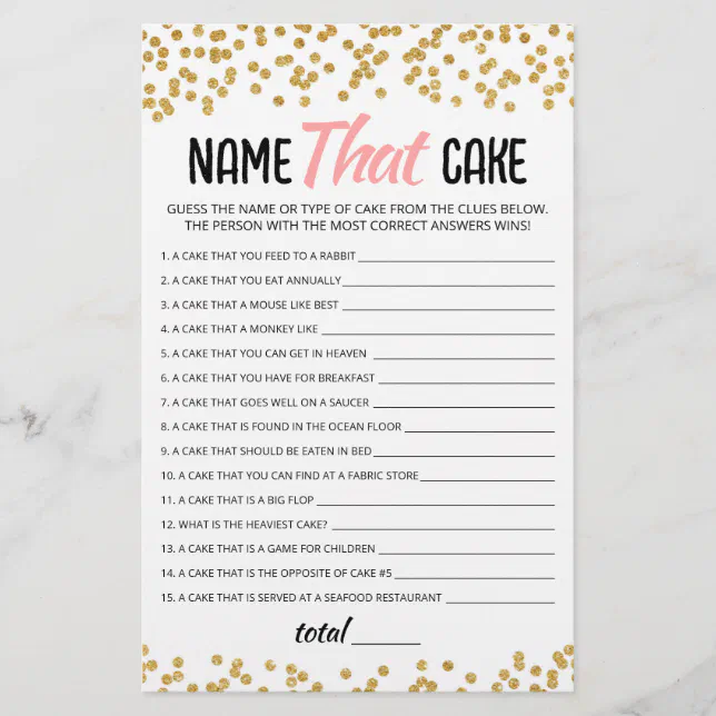 Name that cake Party game with Answers | Zazzle