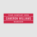Name, title and company name modern red name tag | Zazzle