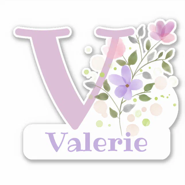 Name Valerie with the Letter V Sticker Cut-Out | Zazzle