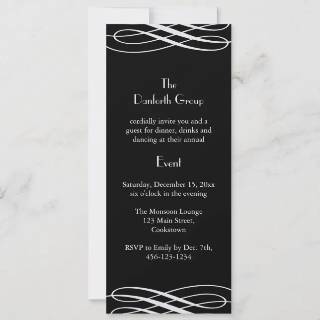 Name your Event Black with Ribbons Invitation | Zazzle