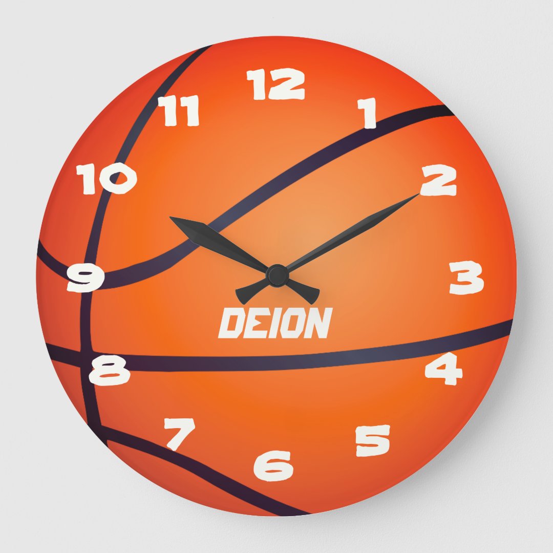 Named Athletic Basketball Large Clock | Zazzle