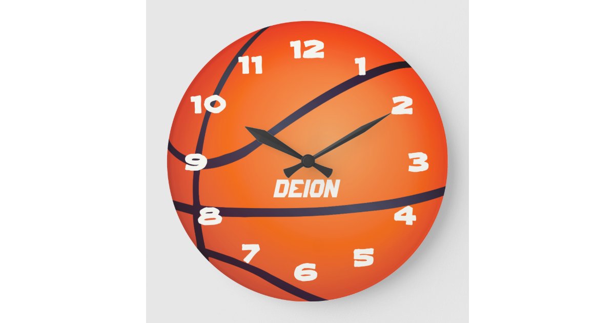 Named Athletic Basketball Large Clock | Zazzle