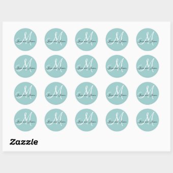 Names and Initial Monogram Sticker Blue & White | Zazzle