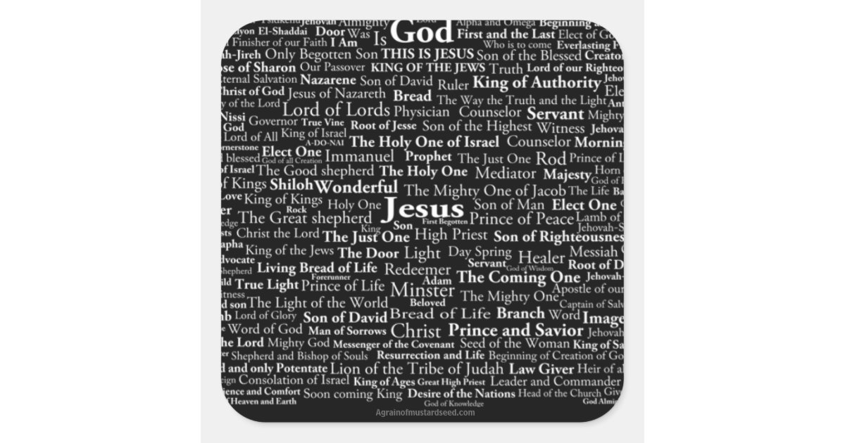 Names of God Square Sticker | Zazzle