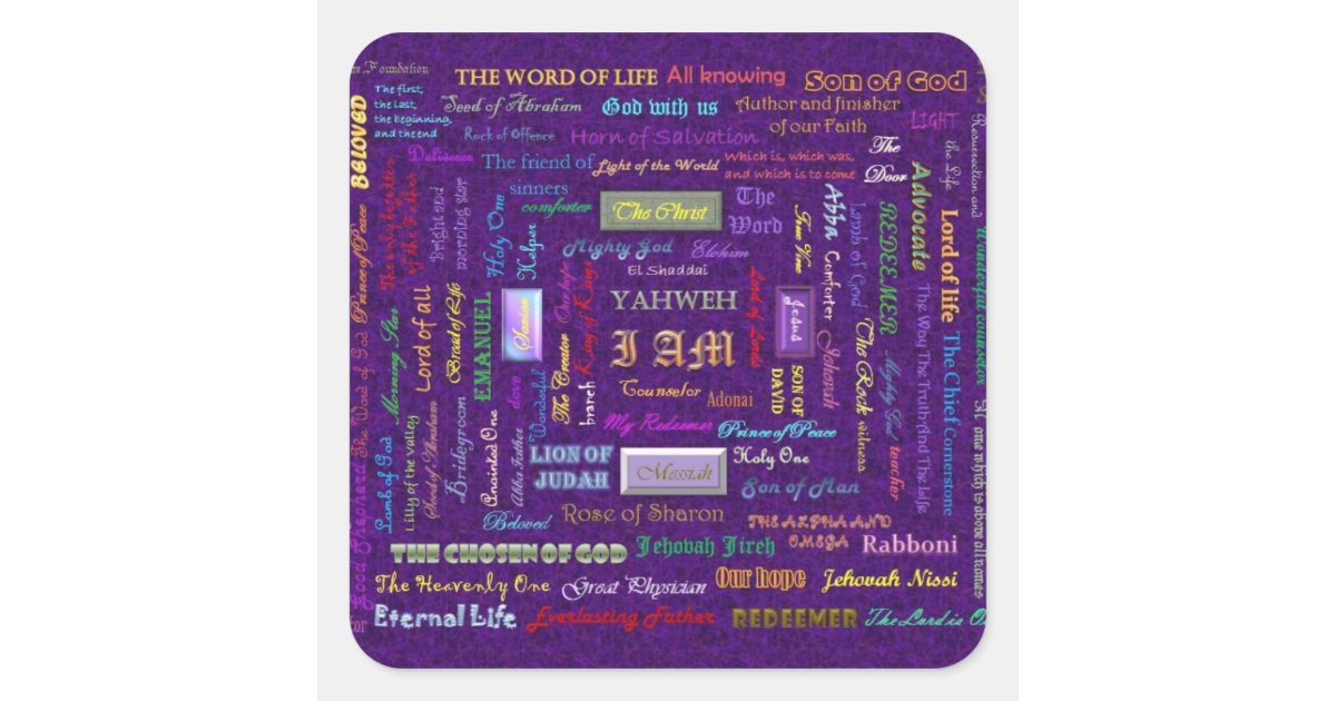 names of God square stickers | Zazzle