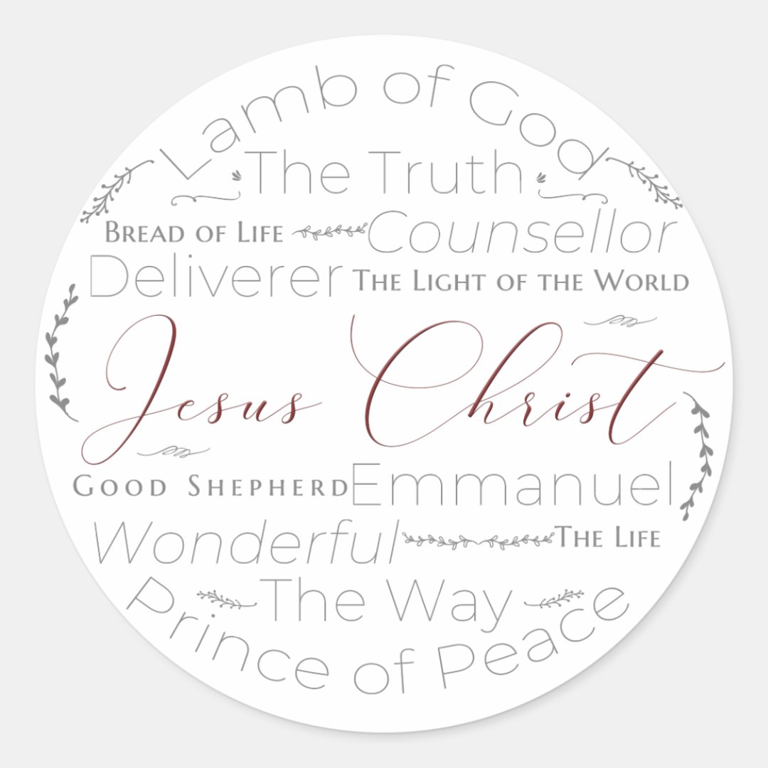 Names of Jesus Script Typography Sticker | Zazzle