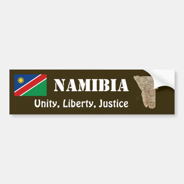 Namibia Flag + Map Bumper Sticker | Zazzle