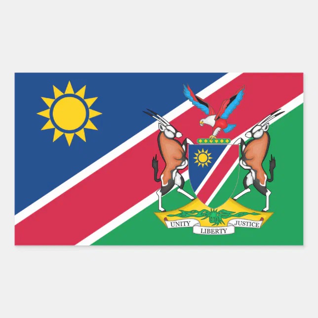 Namibian Flag & Coat of Arms, Flag of Namibia Rectangular Sticker | Zazzle