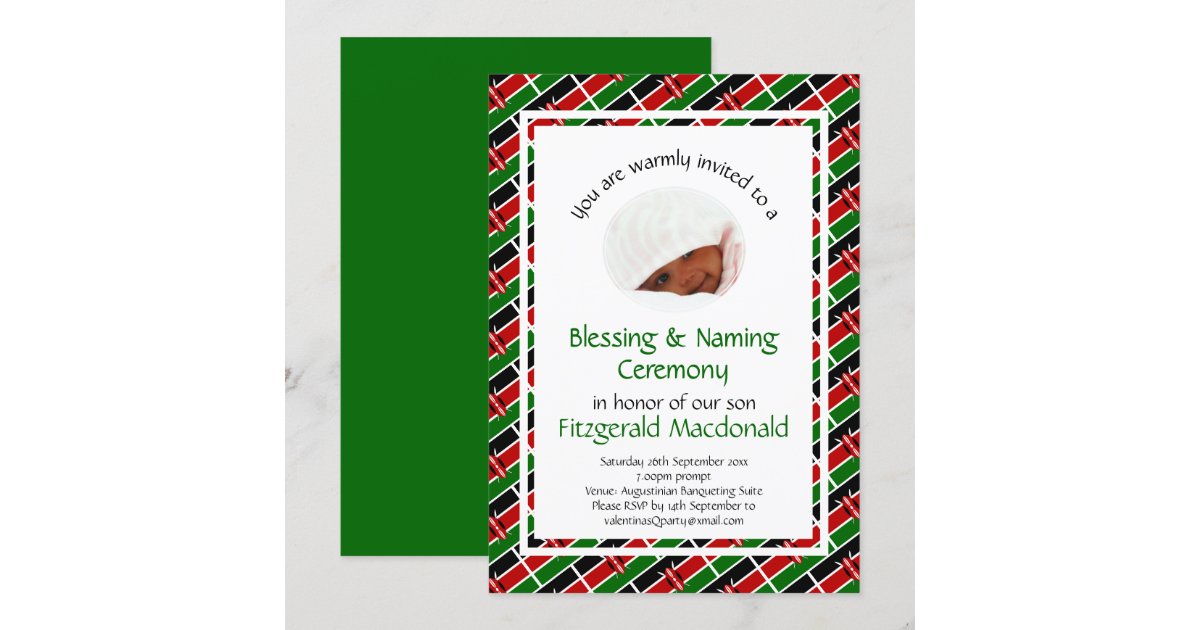NAMING BLESSING CEREMONY | Kenya Flag | Photo Invitation | Zazzle