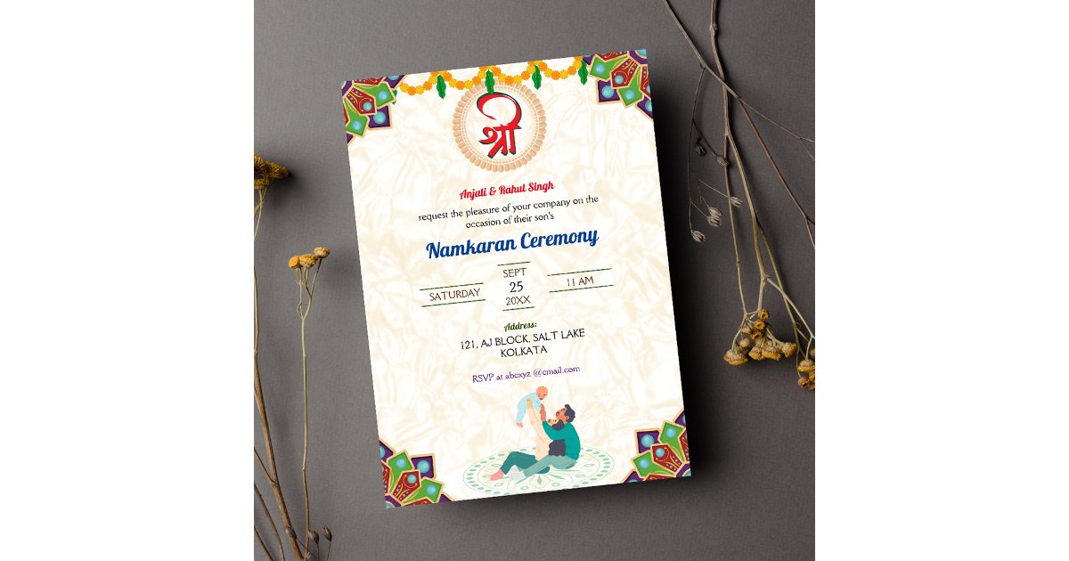 Namkaran Hindu Naming Ceremony Invitation | Zazzle