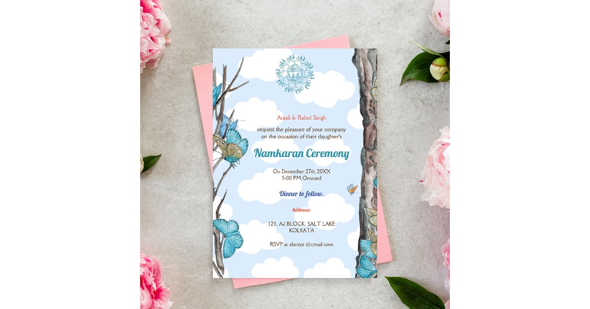 Namkaran Naming Ceremony Golden Elements Invitation | Zazzle