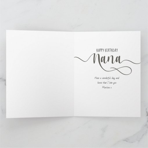 Nana Calligraphy 3 Photo Happy Birthday Card | Zazzle