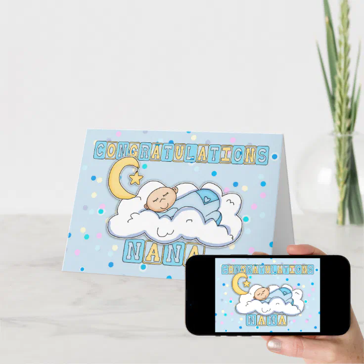Nana Congratulations New Baby Boy Card | Zazzle