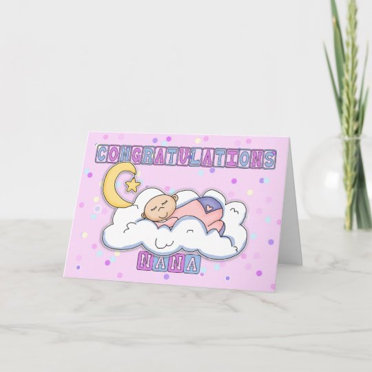 Nana New Baby Girl Congratulations Card | Zazzle.com