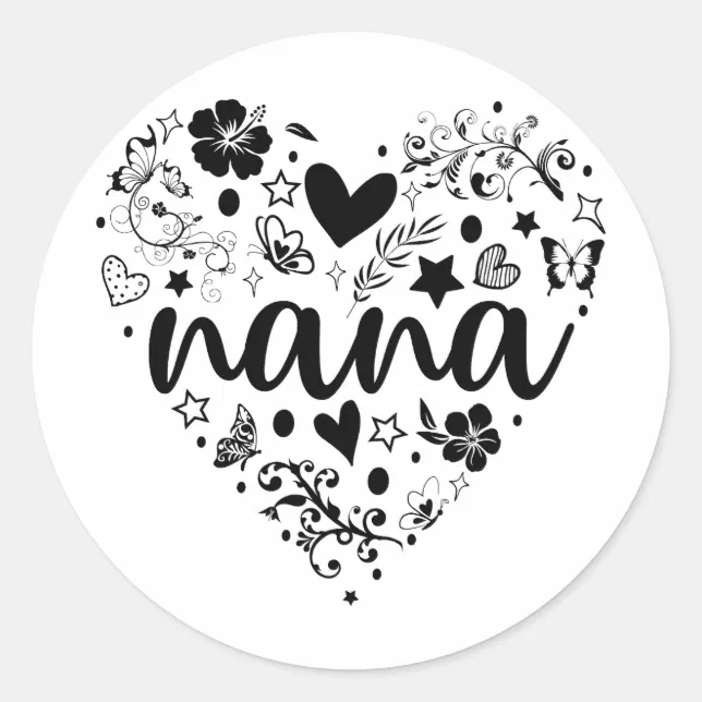 Nana Stickers, Nana Heart, Nana Sticker, Grandma Classic Round Sticker ...