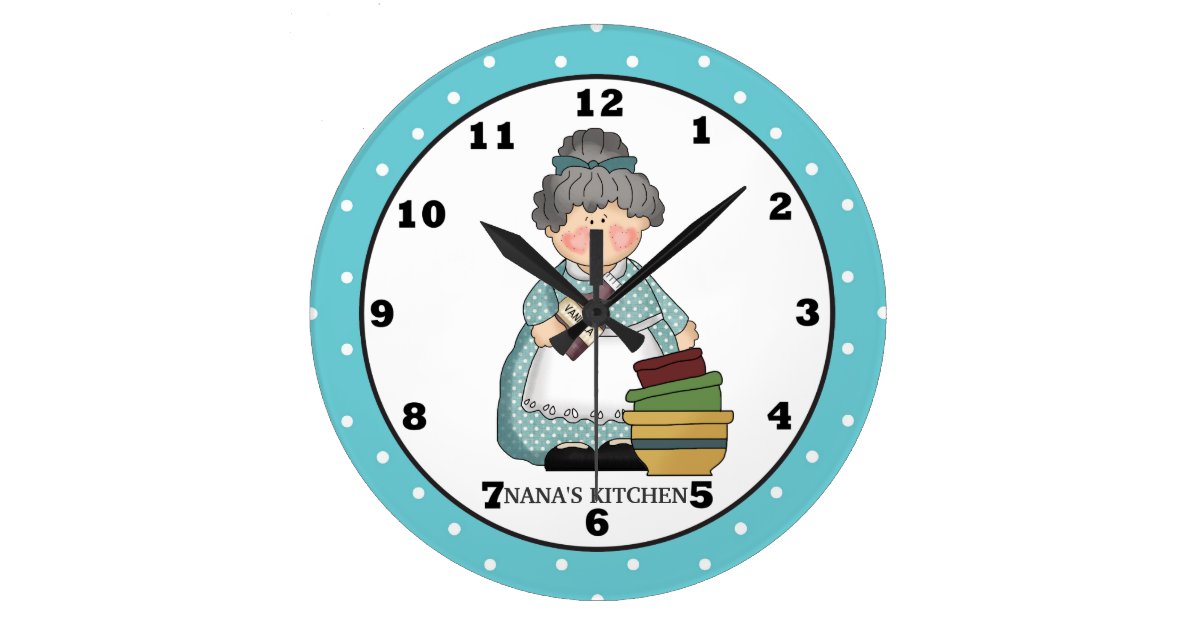 Nana's Kitchen fun wall clock | Zazzle