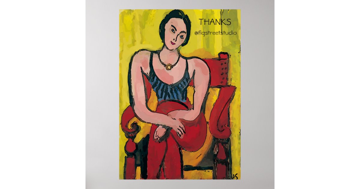 Nancy In Red Chair,THANKS, edit text Poster | Zazzle