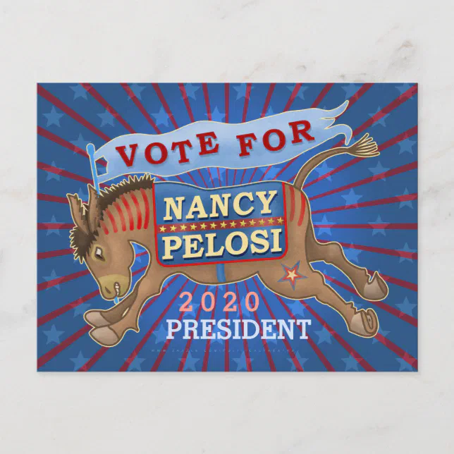 Nancy Pelosi for President 2020 Democrat Donkey Postcard | Zazzle