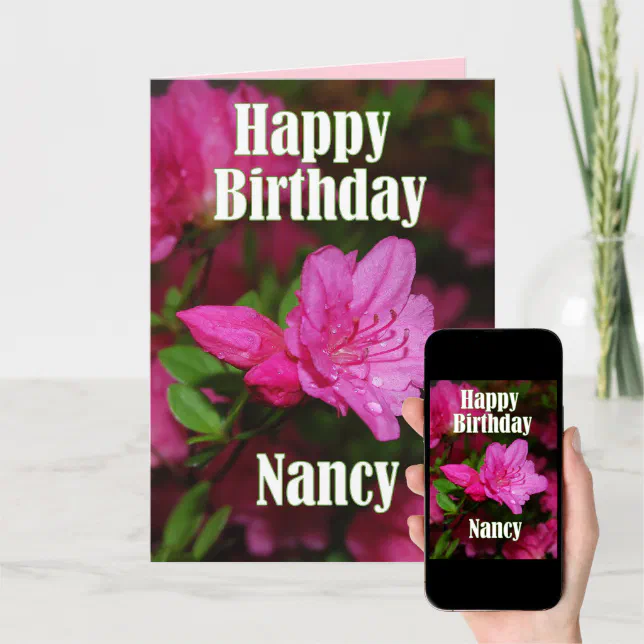 Nancy Pink Azalea Happy Birthday Card | Zazzle