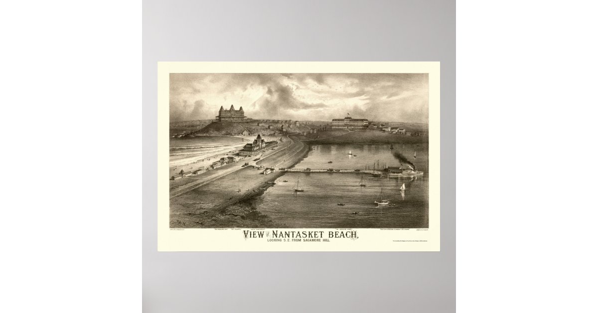 Nantasket Beach, MA Panoramic Map - 1879 Poster | Zazzle