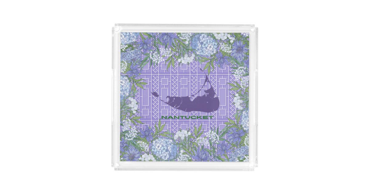 Nantucket Floral Tray (Blue/Purple Hydrangea etc) | Zazzle