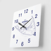 Nantucket Island MA Vintage Map Navy Blue Square Wall Clock | Zazzle