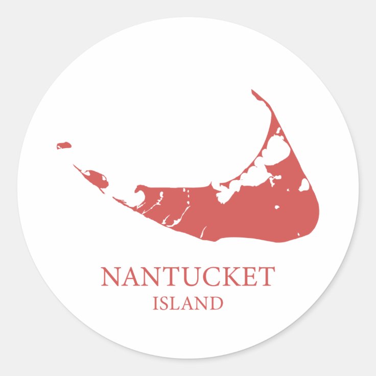 Nantucket Island Map nantucket red Classic Round Sticker | Zazzle